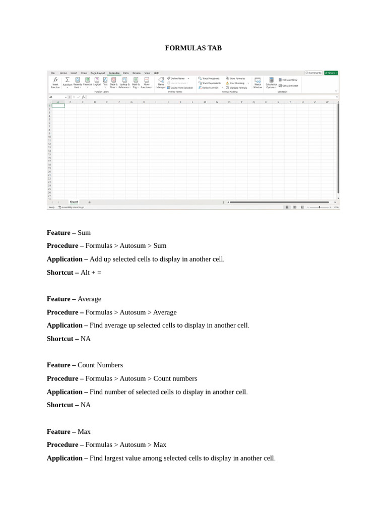 Formulas Tab | PDF