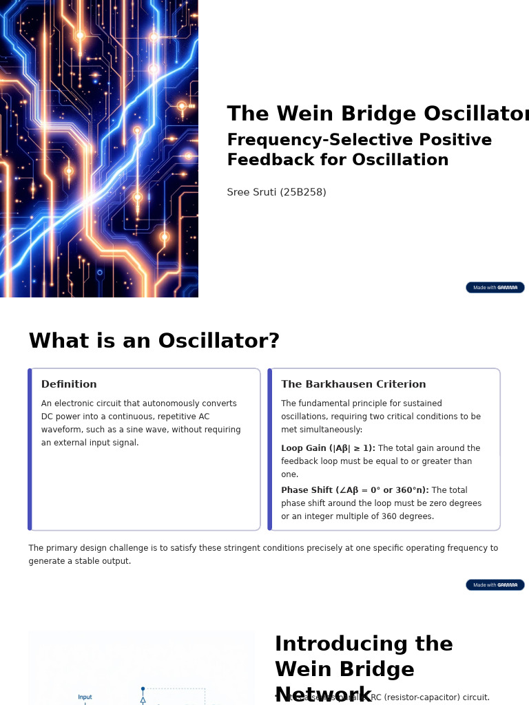 The Wein Bridge Oscillator | PDF | Electronic Oscillator | Operational ...
