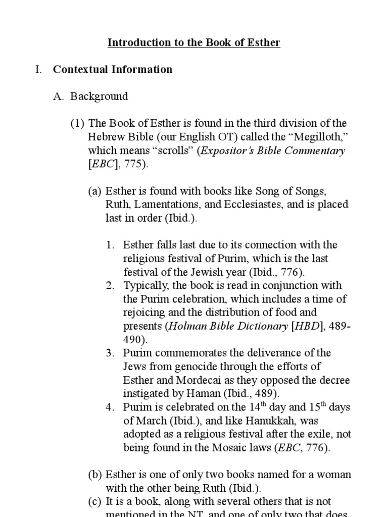 Introduction To The Book of Esther | PDF | Book Of Esther | Biblical Canon