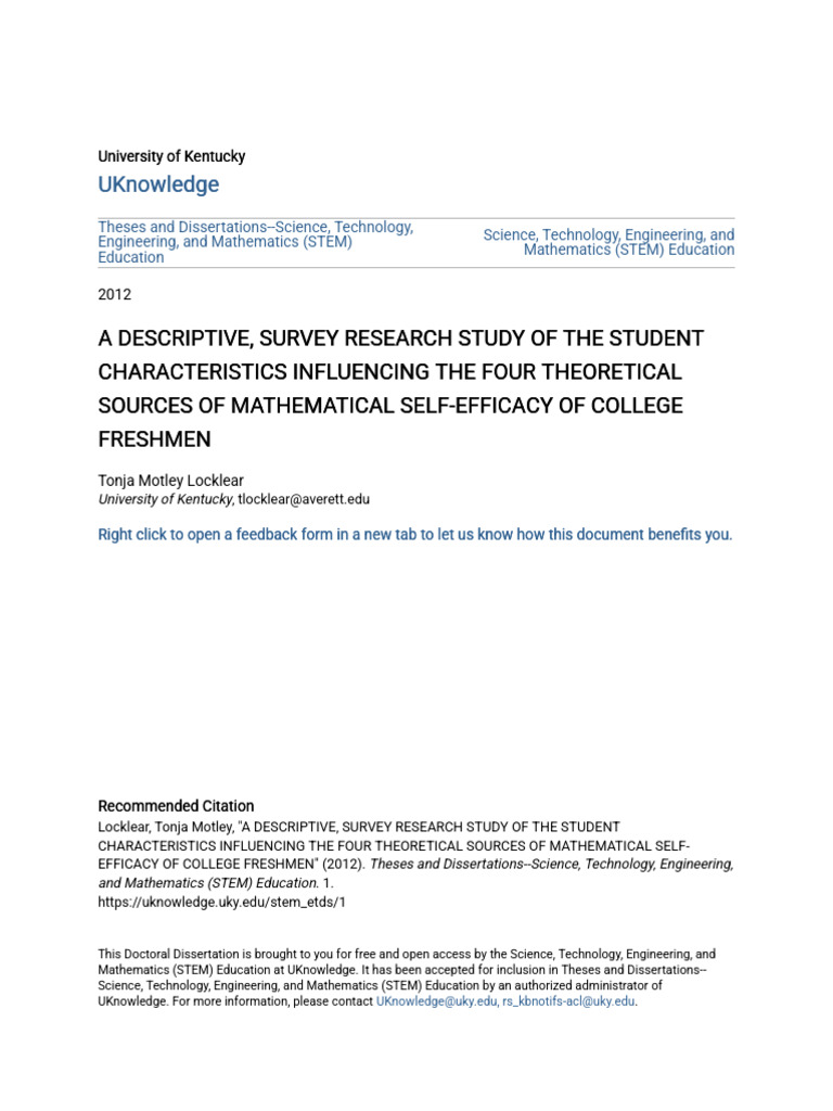 A Descriptive Survey Research Study of The Student Characteristi | PDF ...