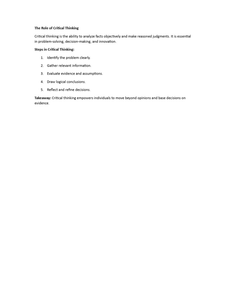 Understanding Critical Thinking Skills | PDF