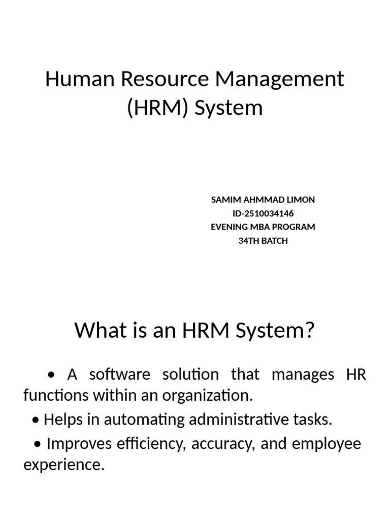 HRM System Presentation | PDF