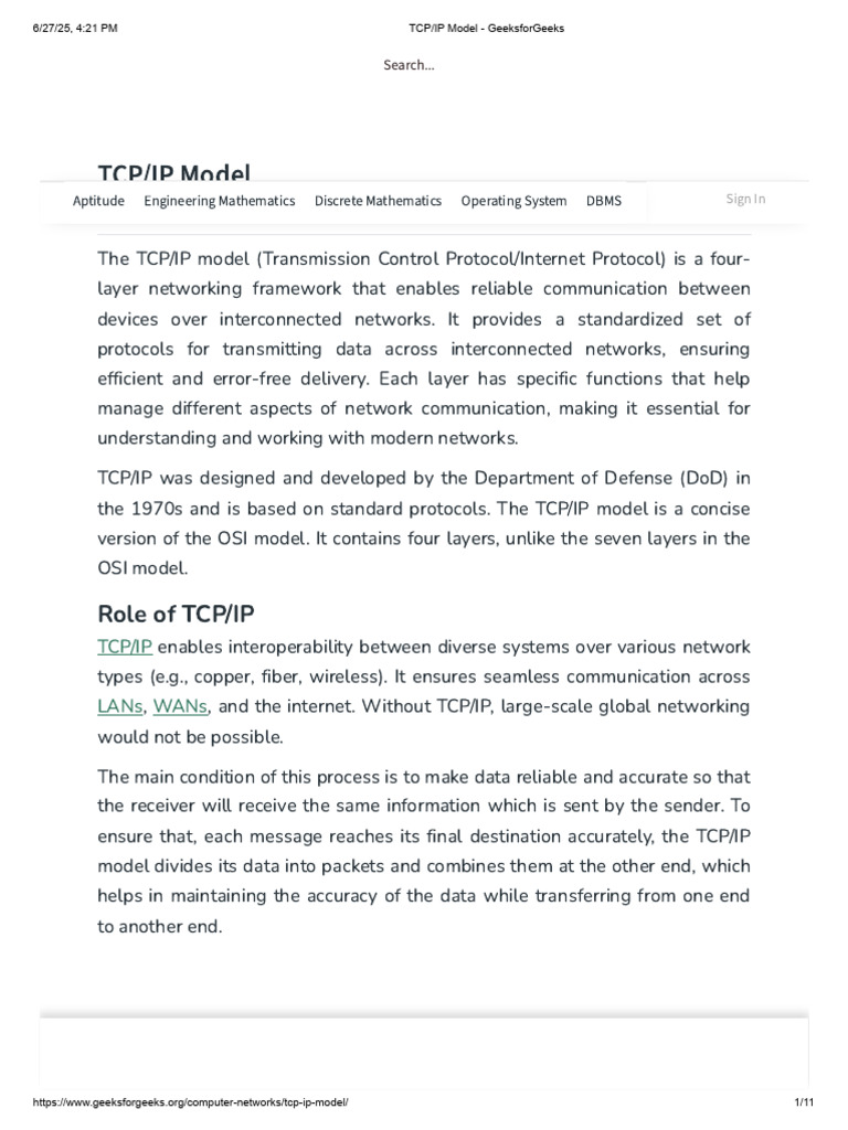 Understanding the TCP/IP Model Explained | PDF | Computer Network ...