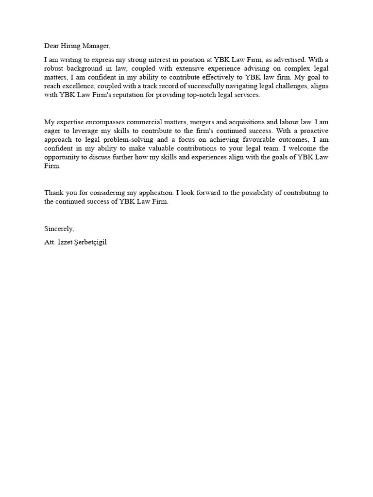 Application for YBK Law Firm Position | PDF