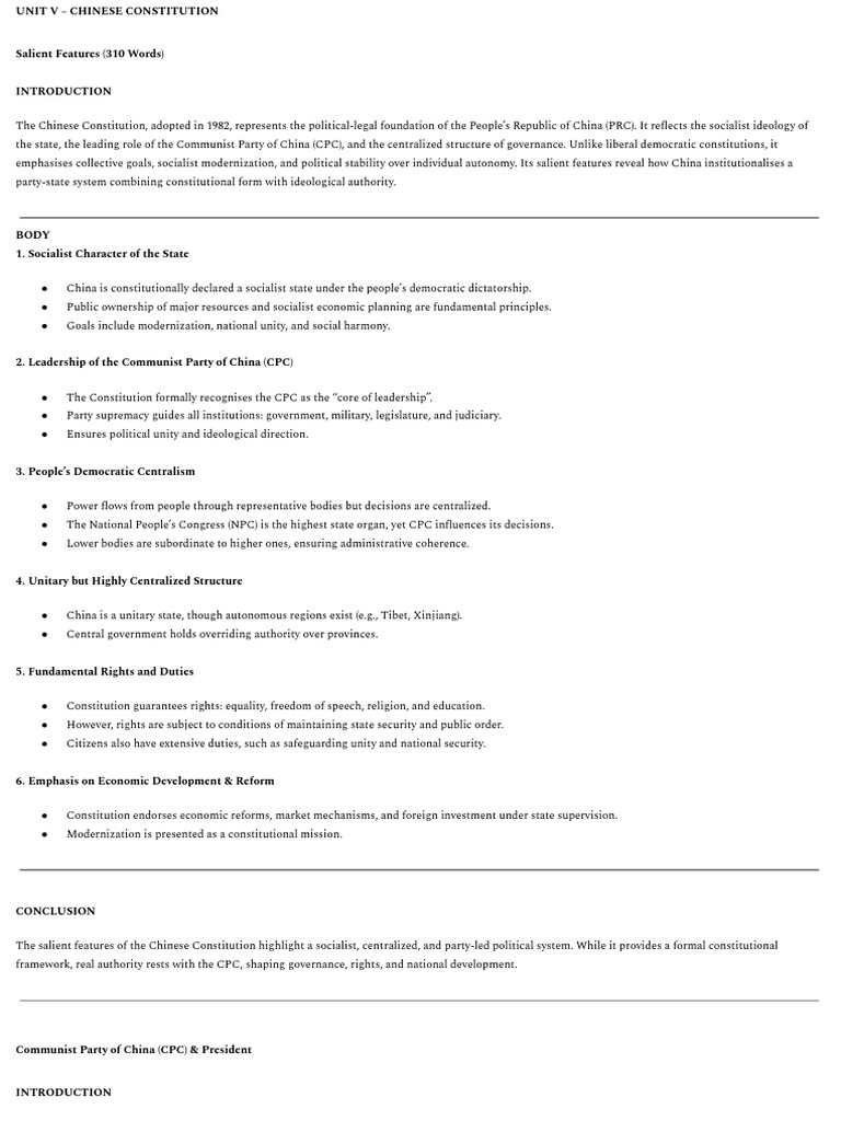 Key Features of China's Constitution | PDF | Supreme Courts ...