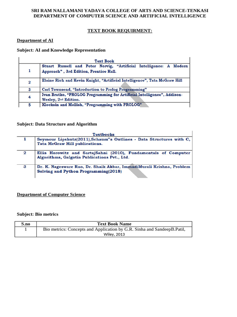 Computer Science and AI Books | PDF