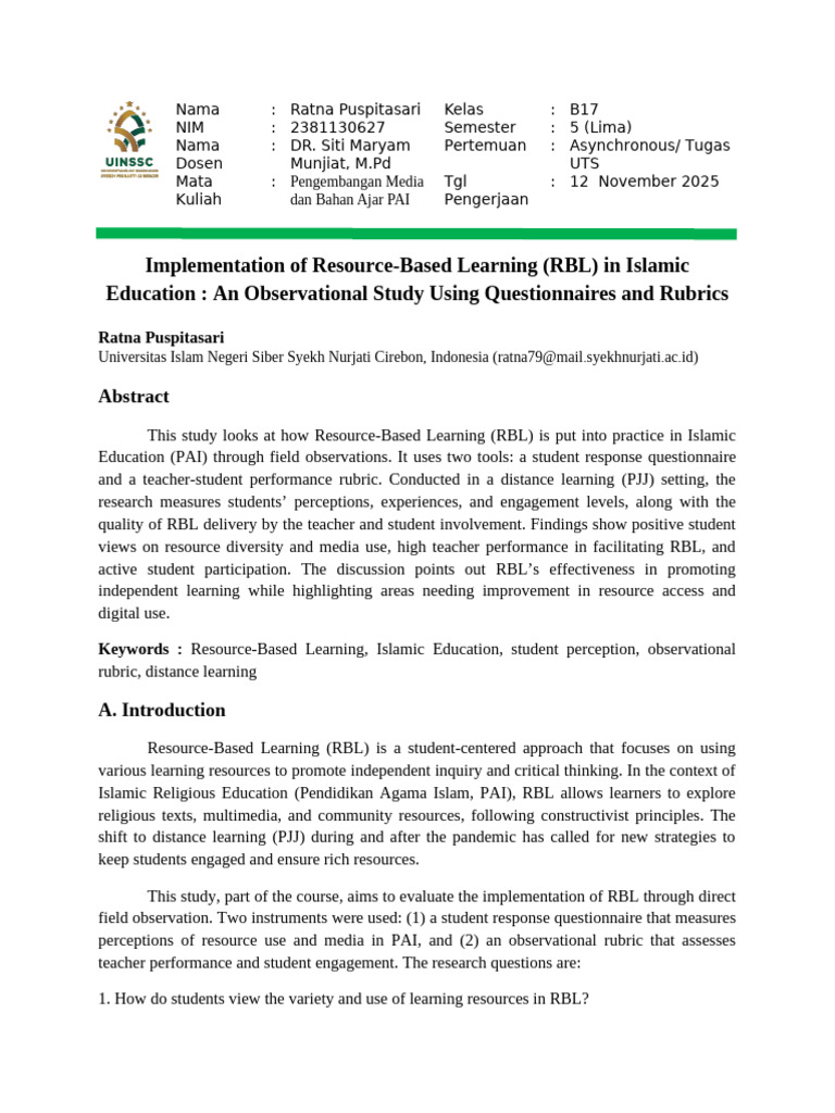 B17 Ratna 2381130627 UTSPMB | PDF | Distance Education | Learning