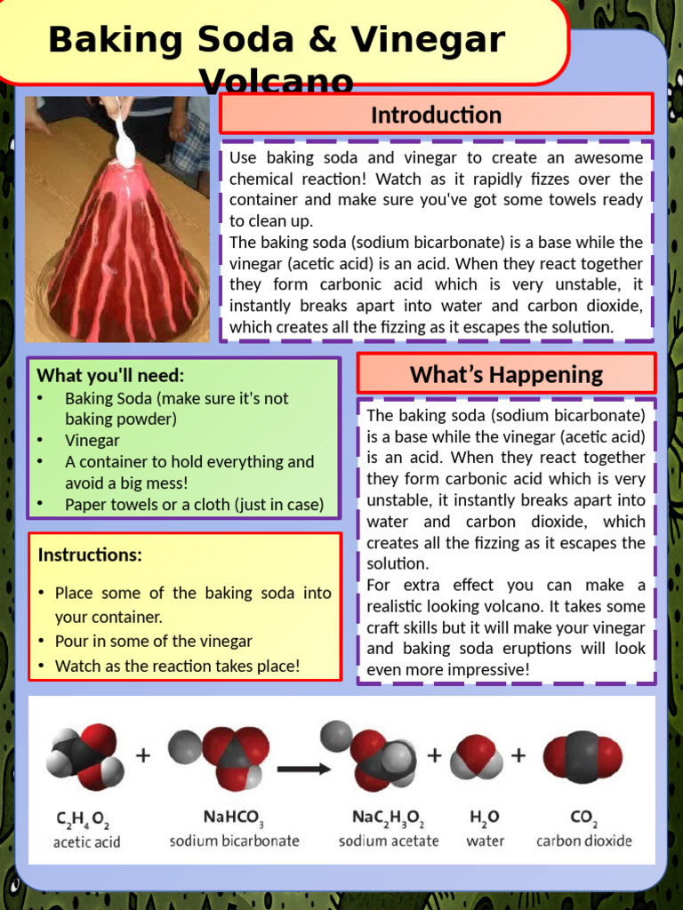 Baking Soda Vinegar Volcano Activity | PDF