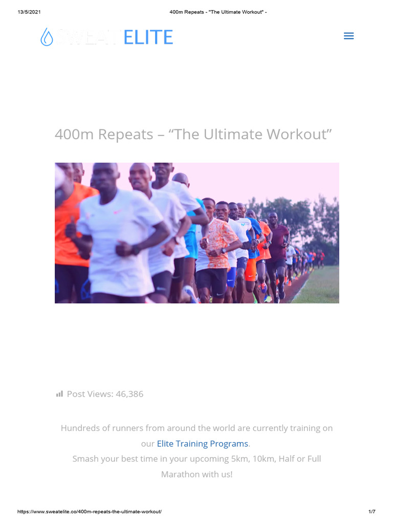 400m Repeats: Ultimate Running Workout | PDF | Running | Sport Of Athletics