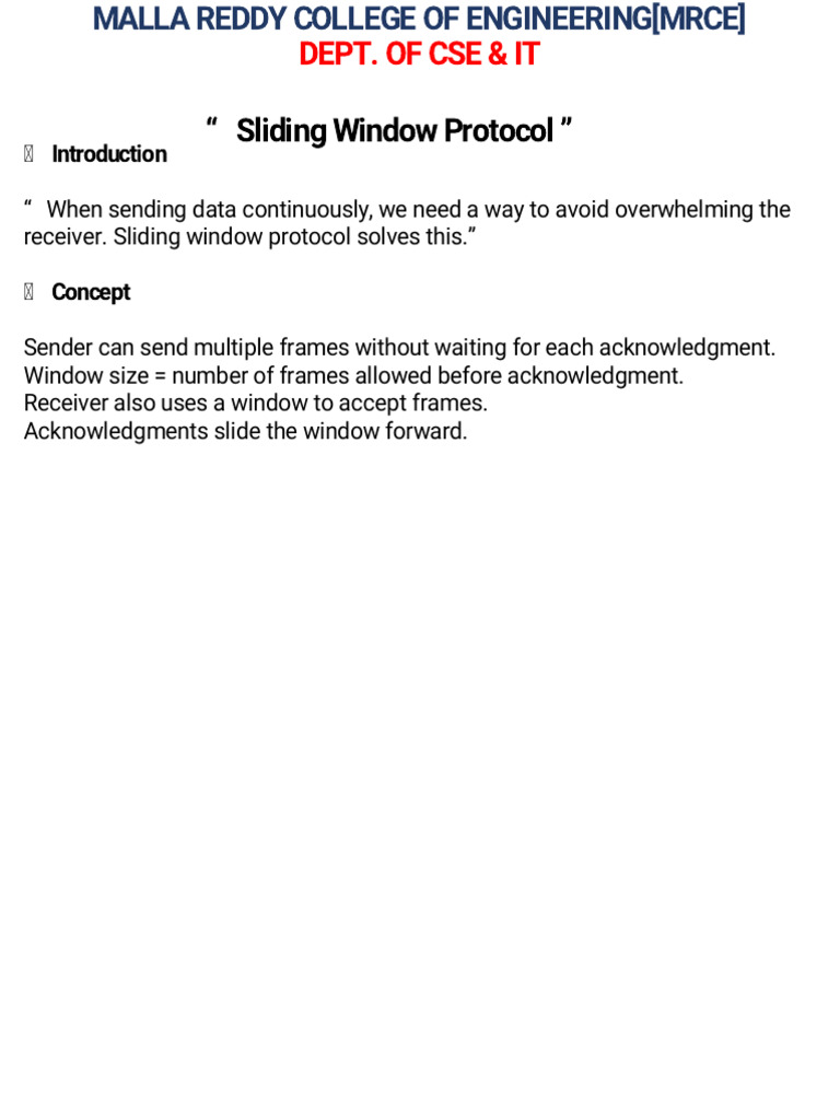 Sliding Window Protocol | PDF