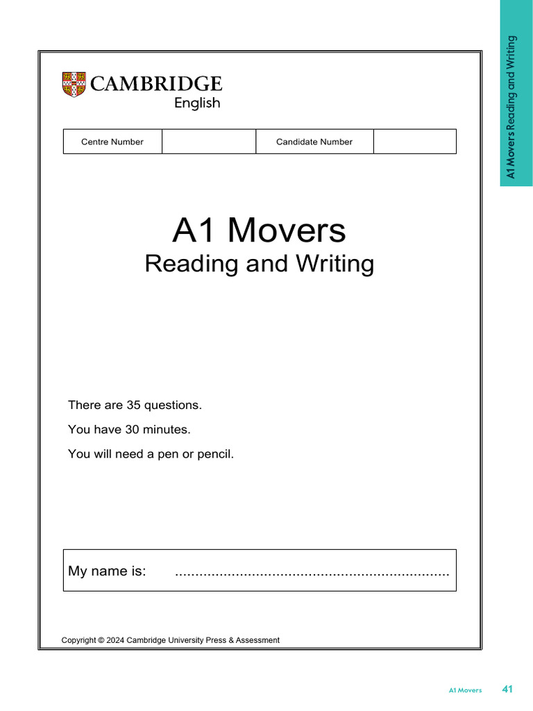 Movers Reading and Writing Paper | PDF | Dolphin