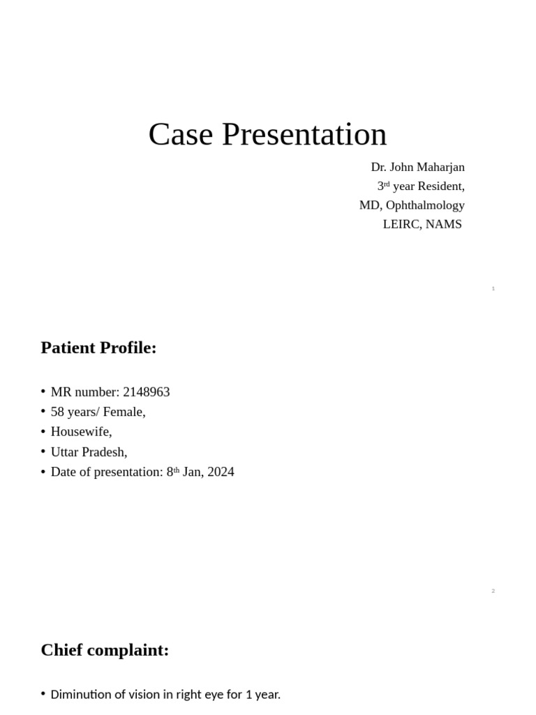 Right Eye Vision Loss Case Study | PDF | Eye | Ophthalmology