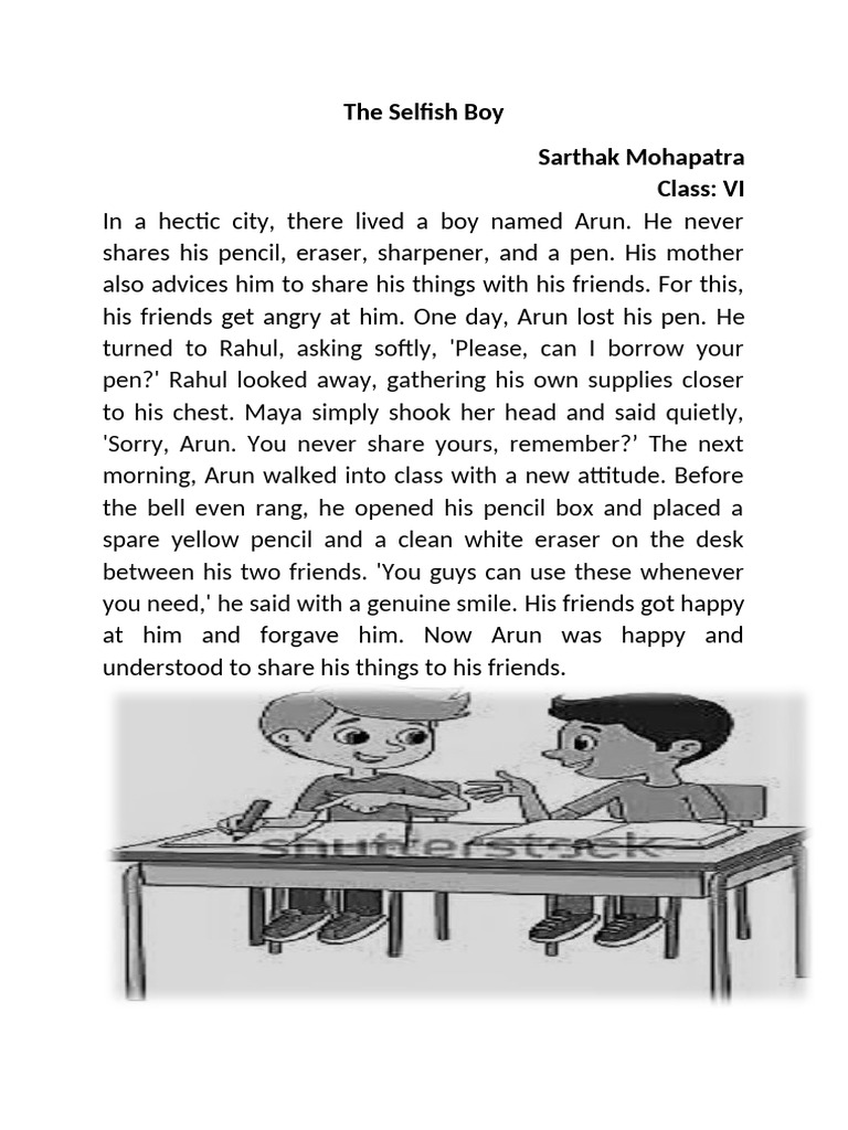 The Selfish Boy Learns to Share | PDF