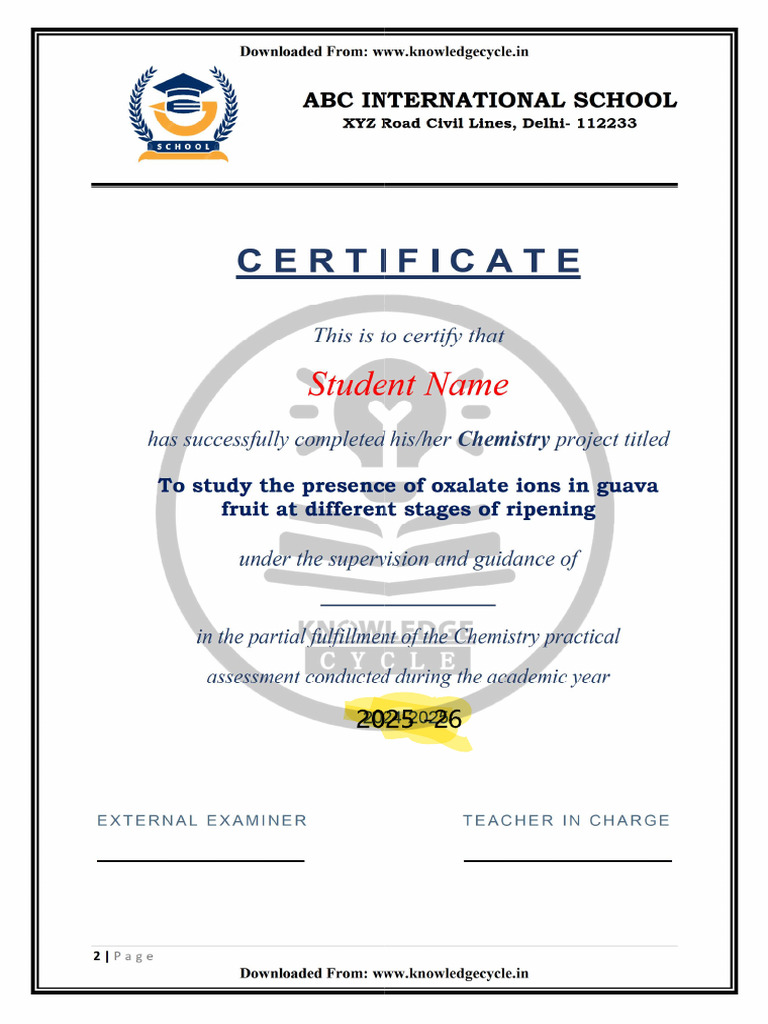 Chemistry Project (Class - 12) | PDF