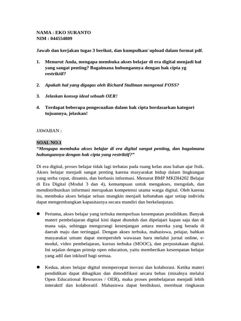 Tugas 3 _ Pembelajaran Di Era Digital_ EKO SURANTO | PDF