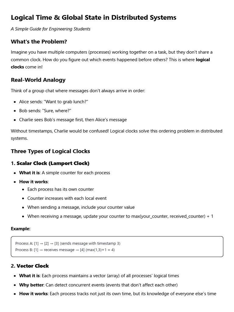Understanding Logical Clocks in Distributed Systems | PDF | Theoretical ...