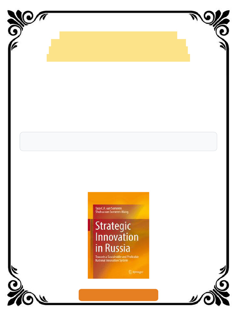 Strategic Innovation in Russia Towards A Sustainable and Profitable ...