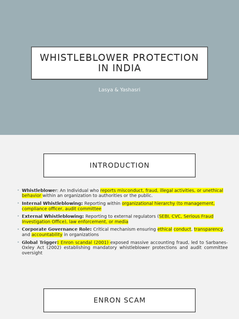 Whistleblower Protection in India Explained | PDF | Sarbanes–Oxley Act ...