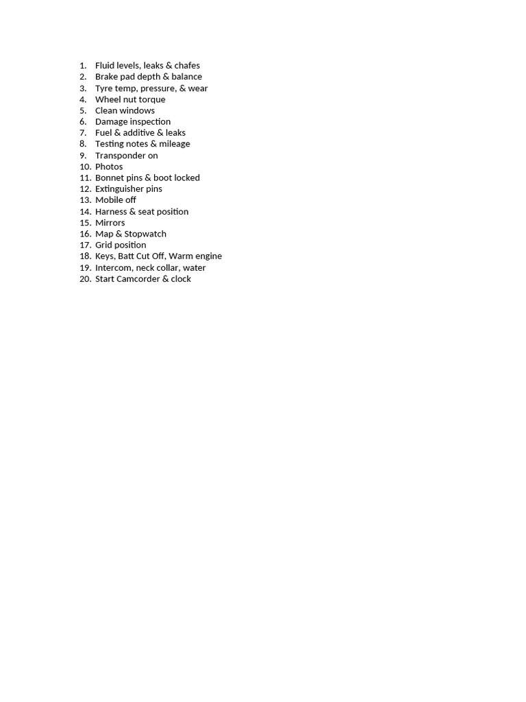 Dashboard Checklist | PDF