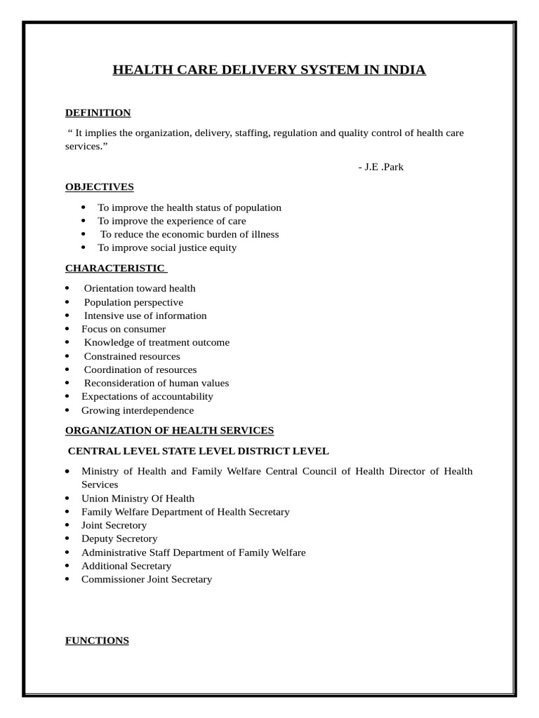 Health Care Delivery System in India | PDF | Doctor Of Medicine ...