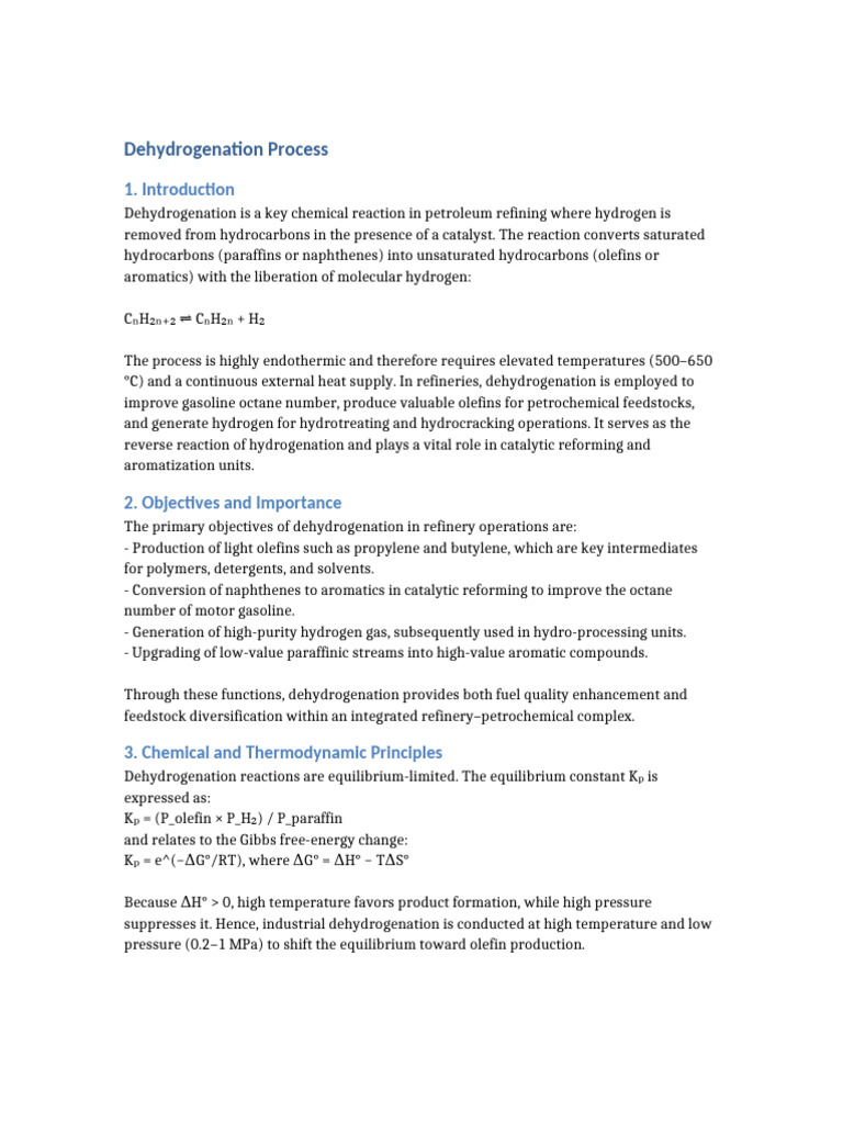 Dehydrogenation_Process_Assignment | PDF | Catalysis | Oil Refinery