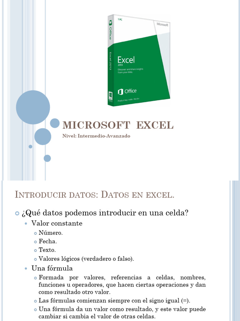 Transparencias EXCEL Intermedio-Avanzado DEF | PDF | Hoja de cálculo ...