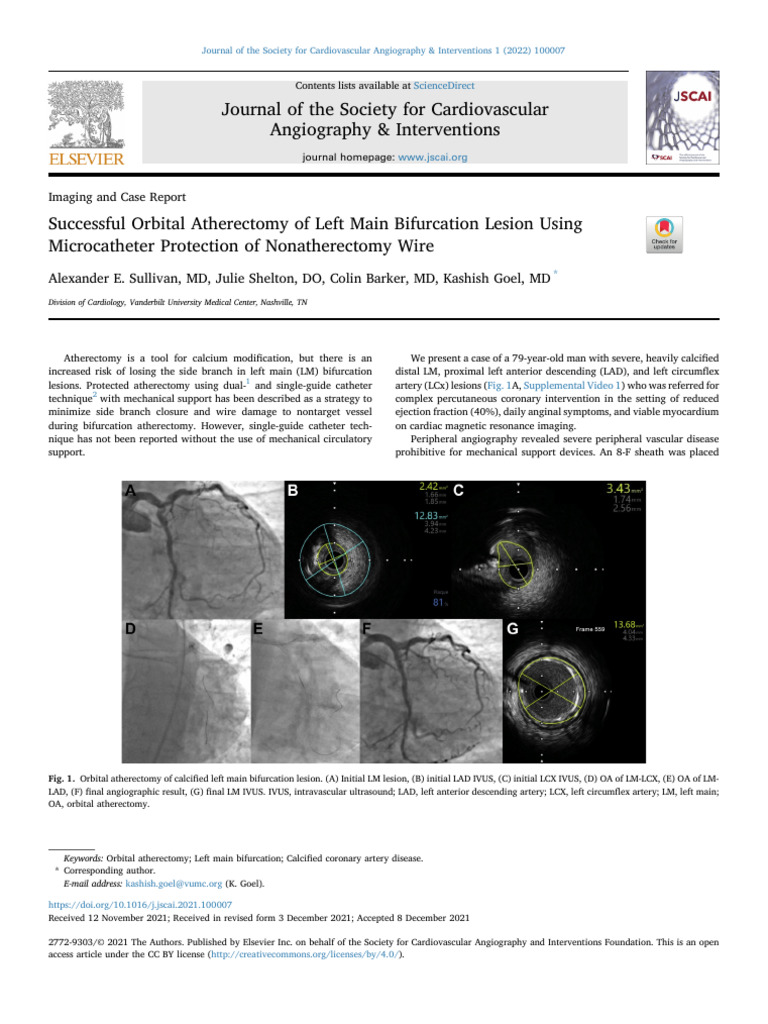 Orbital Atherectomy in Left Main Bifurcation | PDF | Angiography ...