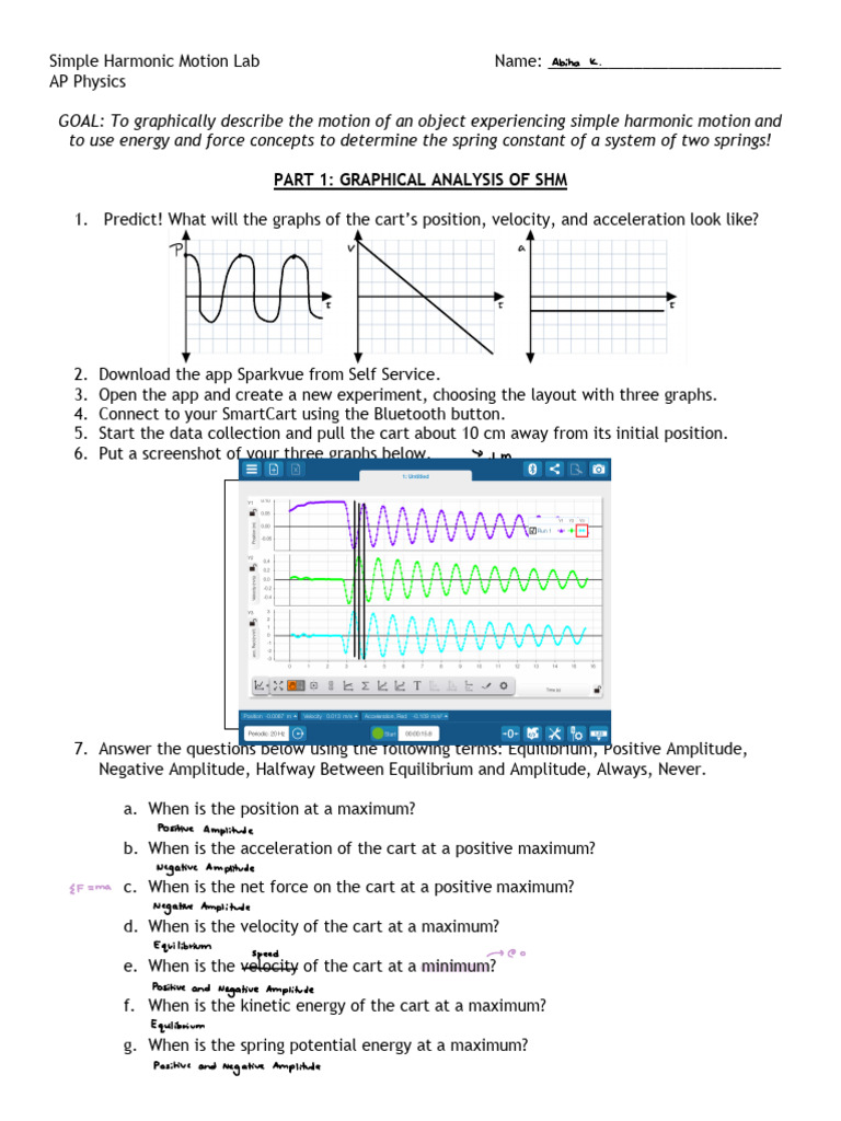 Simple Harmonic Motion Lab Guide | PDF | Force | Applied And ...