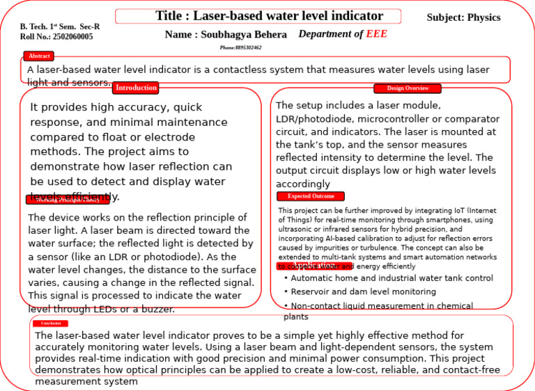 Laser Water Level Indicator System | PDF | Sensor | Laser