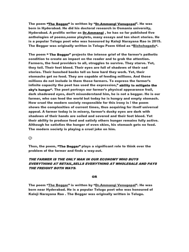 The Poem Eng Beggar | PDF