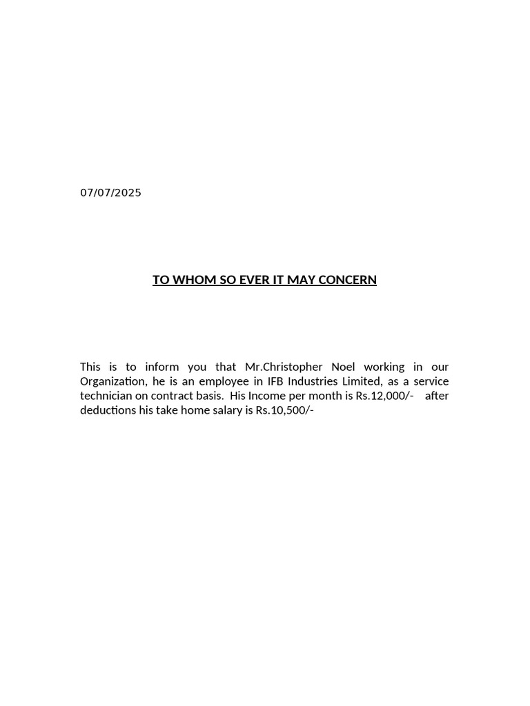 To Whom So Ever It May Concern (2) .Docx Ic | PDF