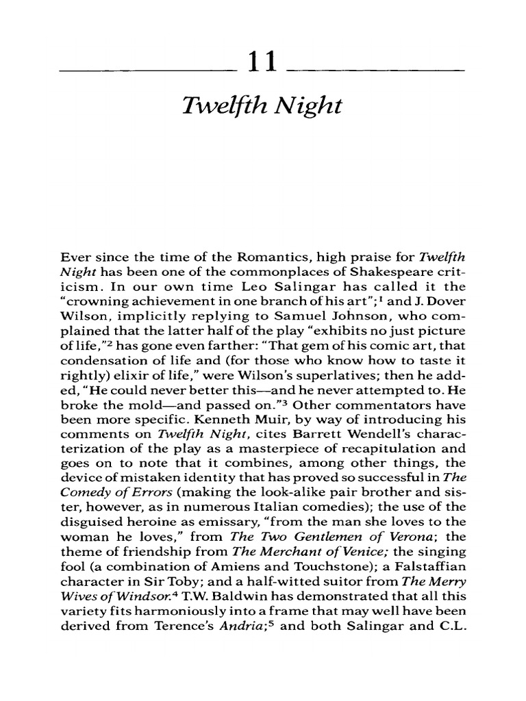 Analysis of Shakespeare's Twelfth Night | PDF | Twelfth Night ...