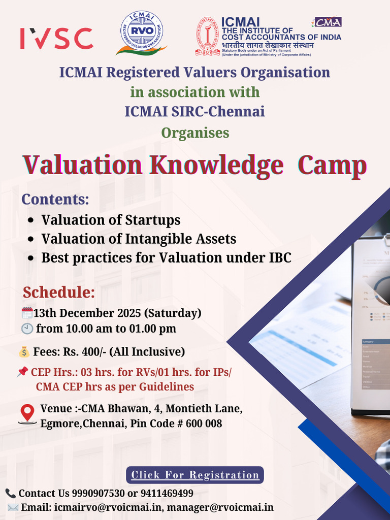 Physical Program at Chennai Valuation Knowledge Camp | PDF