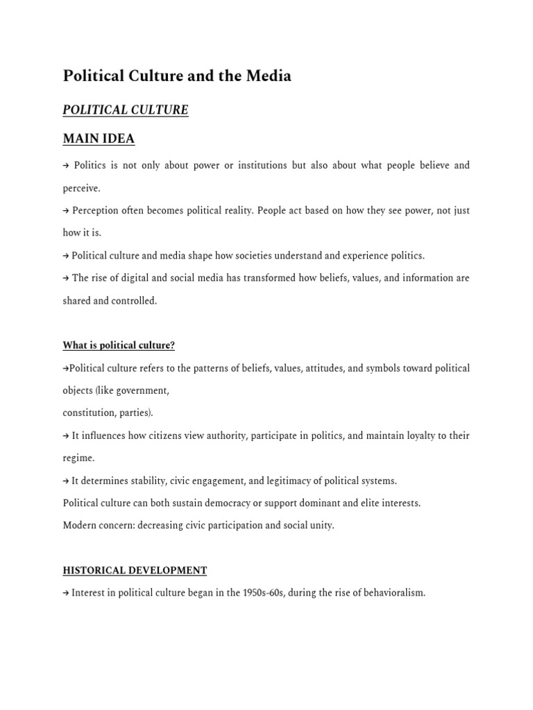 Political Culture's Impact on Media | PDF | Social Capital | Propaganda