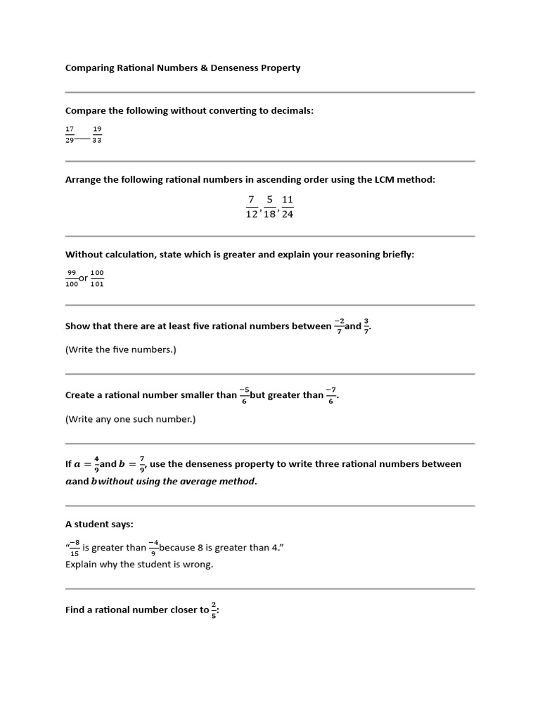 Comparing Rational Numbers | PDF