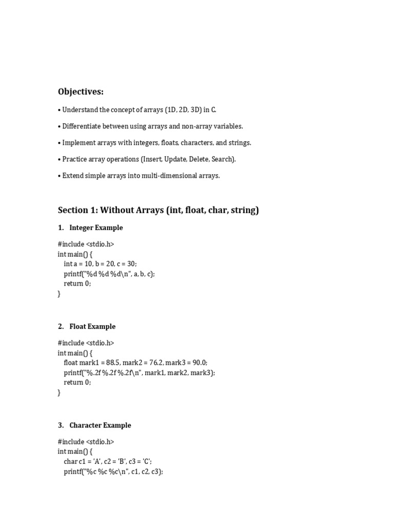 Lab5 - Arrays - Advanced Operation | PDF | Integer (Computer Science ...