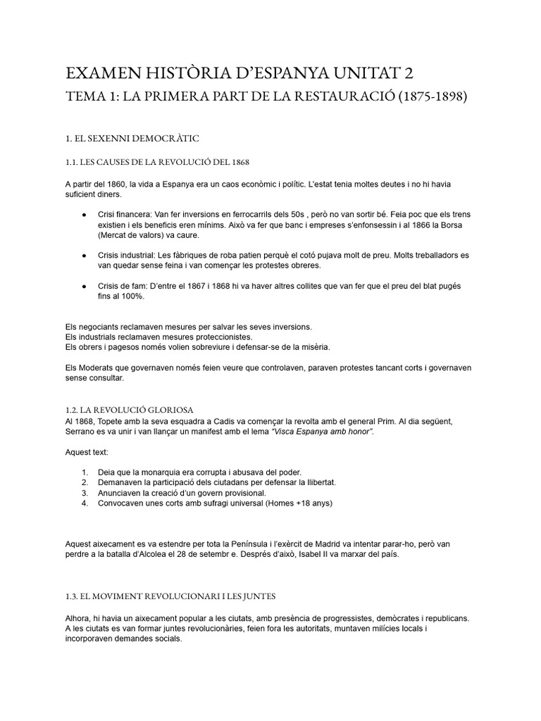 Examen Història ) | PDF