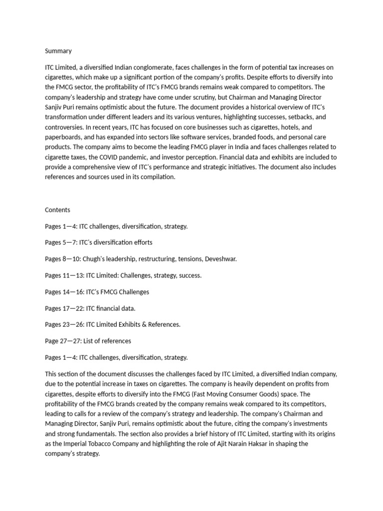 Itc Case Research | PDF | Equity (Finance) | Economies