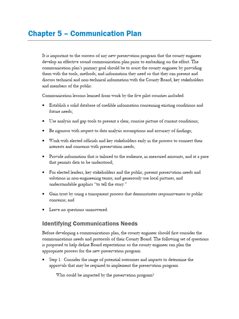 Effective Communication Plan for Preservation | PDF | Communication ...