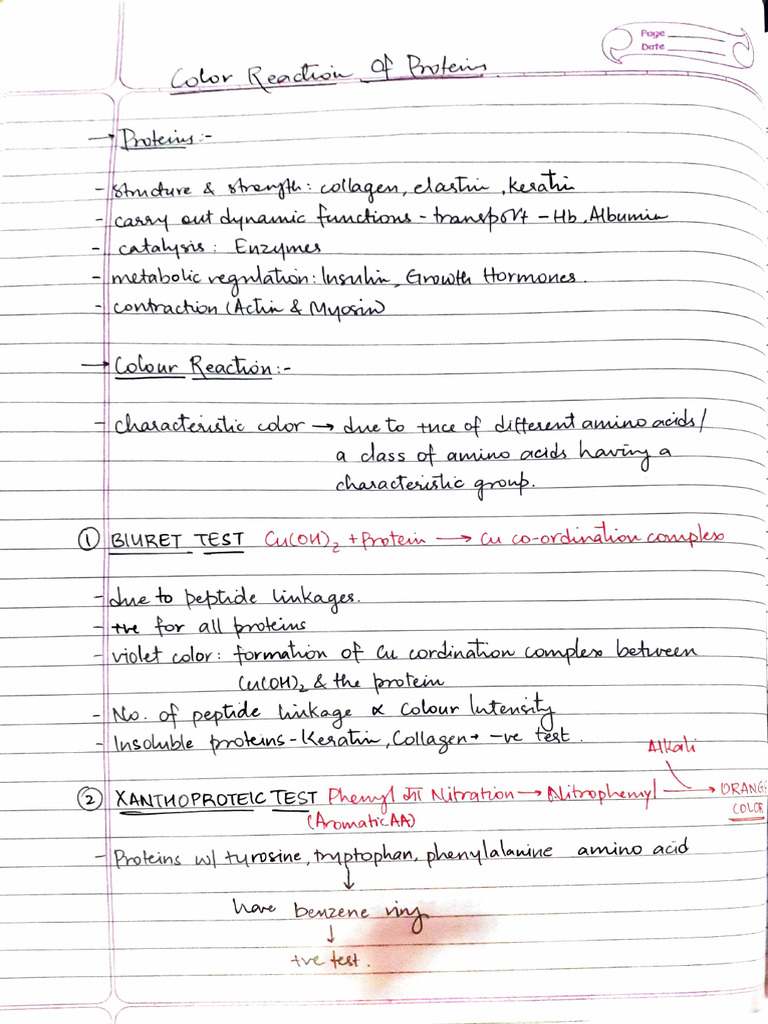 Color Reaction of Proteins | PDF | Molecules | Structural Biology