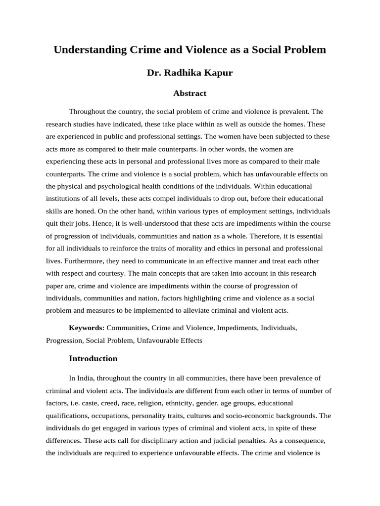 Crime and Violence: Social Impact Analysis | PDF | Violence | Crimes