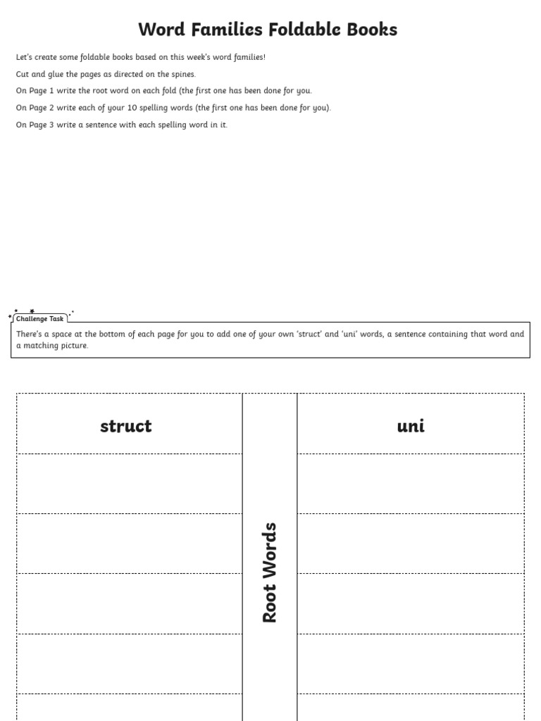 Word Families Foldable Book Guide | PDF