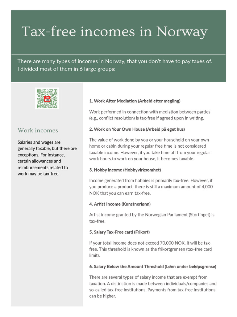 Tax-Free Income Types in Norway | PDF | Tax Exemption | Taxes