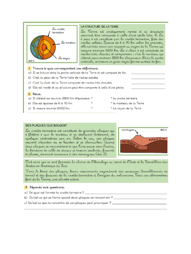 CM2 Géographie - Les Volcans | PDF