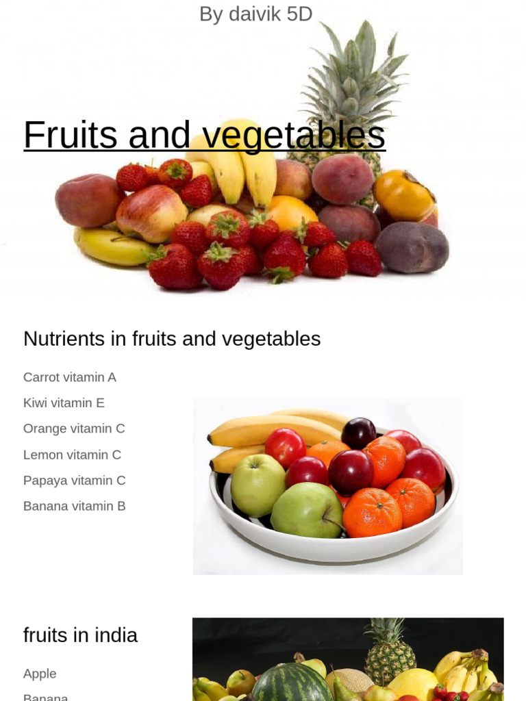 Fruits and Vegetables | PDF