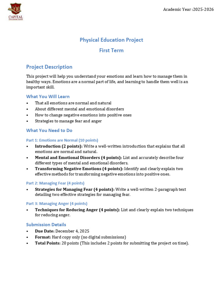 1st Term P.E Project 2025-2026 (1) | PDF | Anger | Emotions