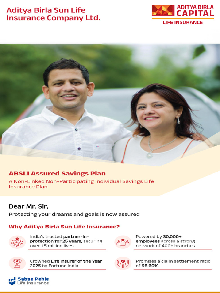 Sir ABSLI Assured Savings Plan | PDF
