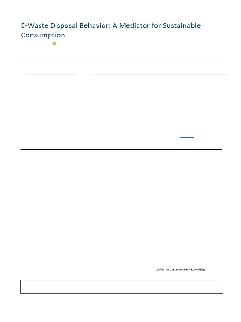 Atom0004 - E-Waste Disposal Behavior | PDF | Electronic Waste ...