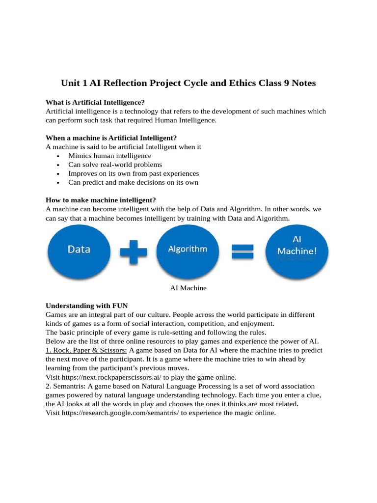 AI Project Cycle and Ethics Overview | PDF | Artificial Intelligence ...
