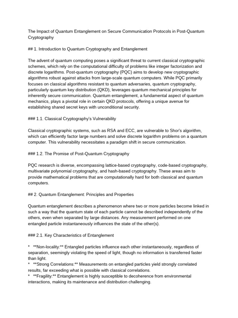 Quantum Entanglement in Secure Communication | PDF | Quantum Computing ...